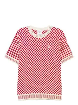 Casablanca Checkered Knit T-shirt - Red