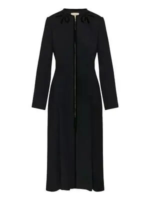 Valentino Garavani Bow-embellished Zip-fastening Coat - Black