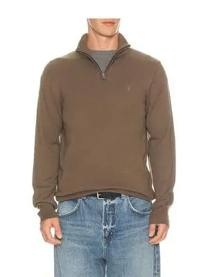 ALLSAINTS Kilburn Zip Funnel Quarter Zip Sweater In . Also - Metallic Bronze