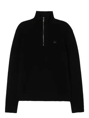 Burberry Cashmere-blend Quarter-zip Sweater - Black