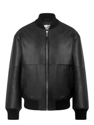 Moschino Logo-plaque Leather Jacket - Black