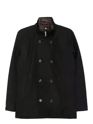 ON THE BUND Livigno Double-breasted High-neck Peacoat - Black