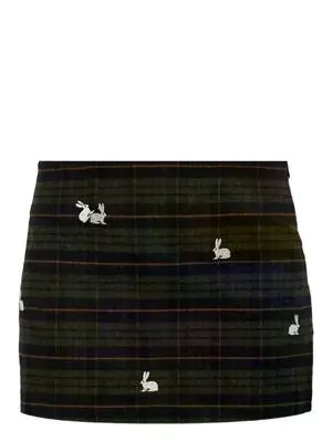 CARNE BOLLENTE Check-pattern Embroidered Mini Skirt - Green