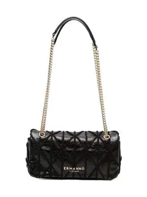 ERMANNO FIRENZE Crinkled-effect Lace-up Shoulder Bag - Black