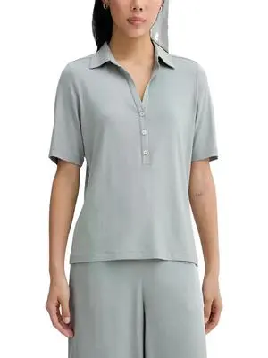 Marc O'polo Button-placket Short-sleeve Polo Top - Grey