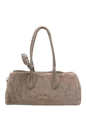 MARC ELLIS Suede Logo-lettering Tote Bag - Neutrals
