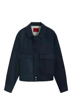 Hugo Relaxed-fit Short Cotton Jacket In Denim - Blue