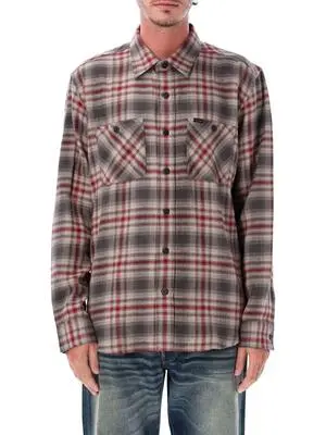 Filson Long-sleeve Check Flannel Shirt With Buttoned Patch Pockets - Grey