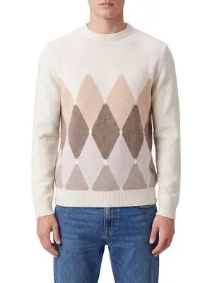 BALLANTYNE Diamond Pattern Pure Cashmere Crewneck Sweater - Multicolor