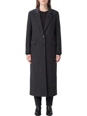 Isabel Marant Étoile Single-breasted Long Coat In Wool And Cashmere With Lapels - Grey