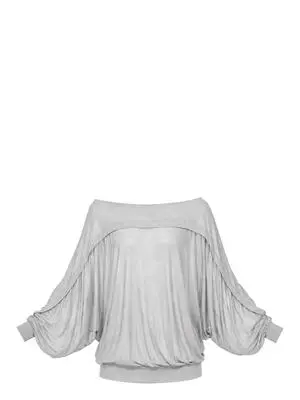 YOGI8APPAREL Oversized Off The Shoulder Top - Grey