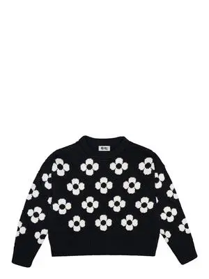 GIGI KNITWEAR Flower Power Sweater In & Ivory - Black