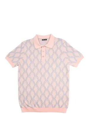EIGHT X Arc Jacquard Knit Short Sleeve Polo - Pink