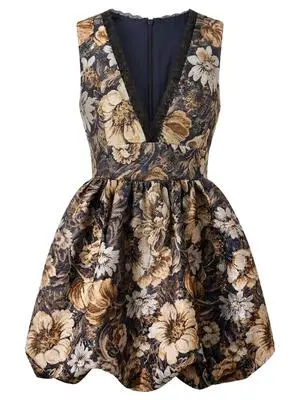 MANDARANO Bellagio Bubble Dress Floral Brocade - Black