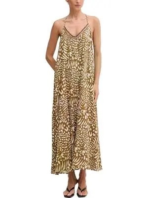 Lola Casademunt Animal-print Embellished Maxi Dress - Brown