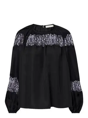 Ulla Johnson Bess Lace-trimmed Silk Blouse - Black