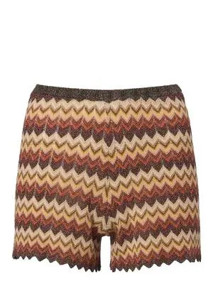 Faithfull The Brand Raya Knitted Chevron Lame Shorts - Multicoloured