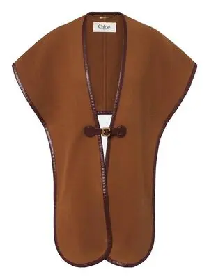 Chloé Leather-trimmed Wool-blend Shawl - Brown