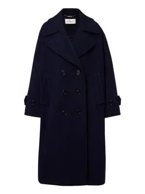Chloé Double Breasted Wool-blend Coat - Blue