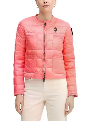 BLAUER. Classical Chic Ruffled Quilted Puffer Jacket - Pink