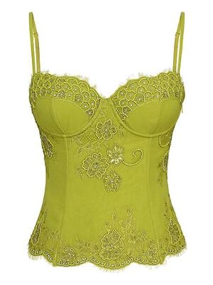 House Of Cb Soraya Hand-beaded Embellished Woven Top - Chartreuse