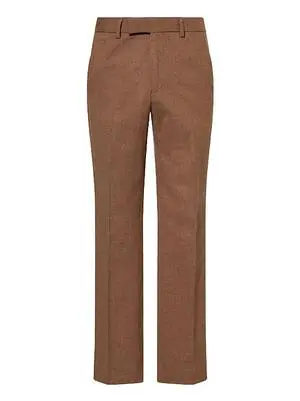 TED BAKER X THE GENTLEMAN Tailored-fit Puppytooth Wool-blend Trousers - Rust
