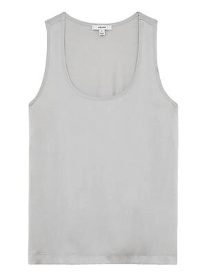 REISS Ruby Scoop-neck Satin Vest Top - Grey