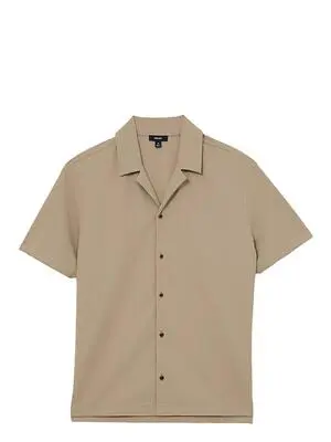 REISS River Stretch-textured Cuban Woven Shirt - Stone