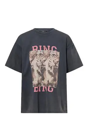ANINE BING Relaxed-fit Logo-print Cotton T-shirt - Black