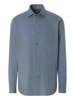 Zegna Light Blue Cashco Shirt Blue