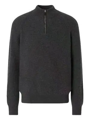 Zegna Dark Mélange Oasi Cashmere Zip Mock Sweater - Grey