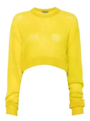 Balenciaga Crew-neck Cropped Sweater - Yellow
