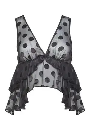 FLEUR DU MAL Polka-dot Ruffled Blouse - Black
