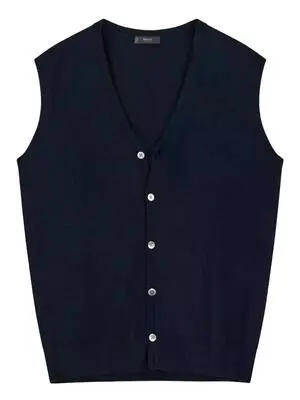 Boggi Milano Waistcoat In Extrafine Merino-wool Blue