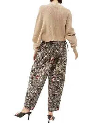 MARIA CHER Floral-print Tapered Trousers - Black