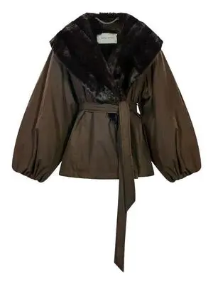 Magda Butrym Faux-fur Collar Belted Jacket - Brown
