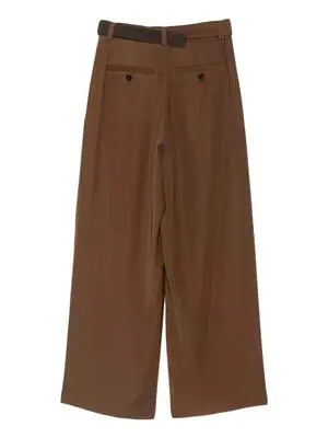 Sacai Belted Pleated Trousers Brown