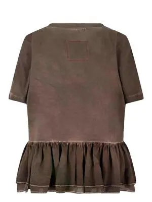 UMA WANG Ruffled-hem T-shirt - Brown