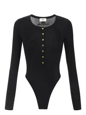 Elisabetta Franchi Bodysuit In Lightweight Jersey Fabric - Black