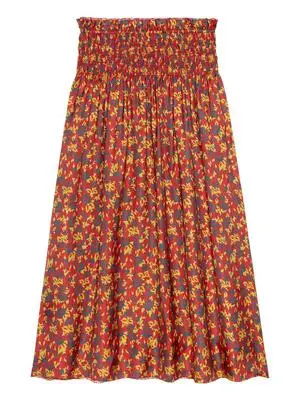 The Great. Midi The Canary Floral-print Silk Skirt - Red