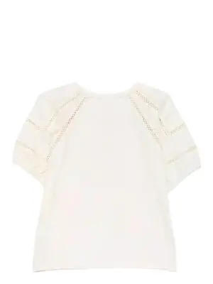 MAISON123 Lace-trim Short-sleeve T-shirt - Neutrals