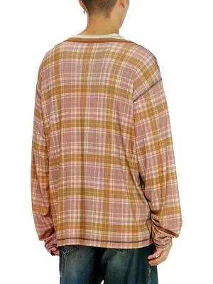 DIESEL® T-joy-ls Check-print T-shirt - Neutrals