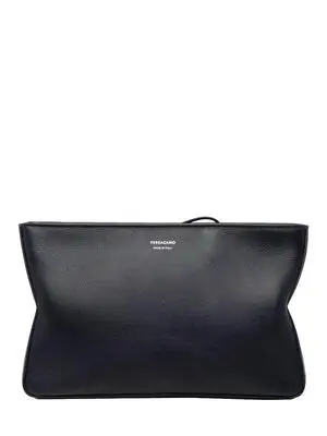 FERRAGAMO 2010-2026 Leather Soft Pouch Clutch Bag - Blue