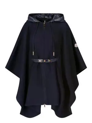 MONCLER Belted Hooded Cape Jacket
