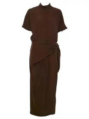 RAME Draped Mock-neck Midi Dress - Brown