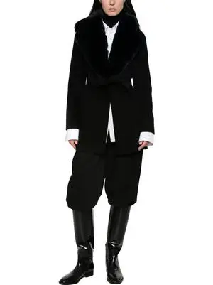 Maje Faux-fur Shawl-collar Coat - Black