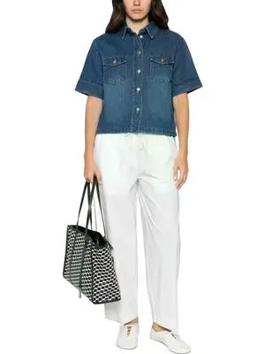 MAISON123 Short-sleeve Denim Shirt - Blue