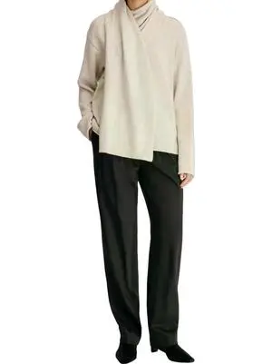 Loulou De Saison Frances Scarf-detail Cashmere Sweater - Neutrals