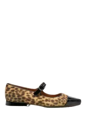 Chie Mihara Leopard-print Patent-trim Ballet Flats - Brown