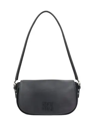 Miu Miu Logo-embossed Leather Shoulder Bag - Black